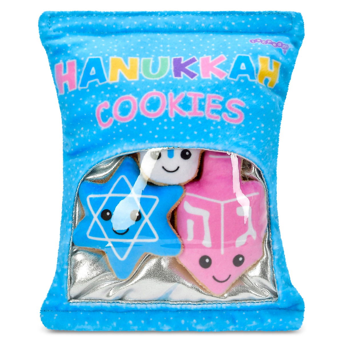iscream Hanukkah Cookies 10" x 6" Holiday Fleece Play Pillow Set with Dreidel, Menorah and Star Cookies