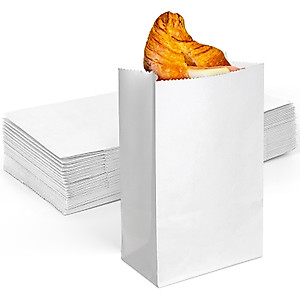 VGOODALL 50PCS Paper Bags for Lunch, Small White Paper Bags Snack Bags Lunch Bags for DIY Crafts Baby Shower Wedding Party Favors