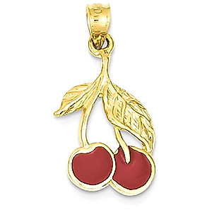 IceCarats 14K Yellow Gold Red Cherries Necklace Charm Pendant Only