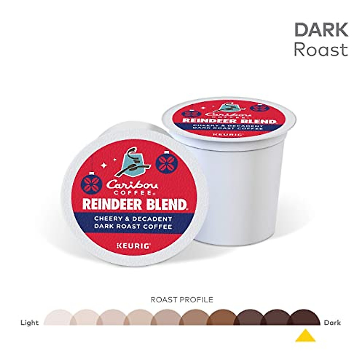 Caribou Coffee Reindeer Blend Coffee K Cups - Pack of 2 Boxes - 44 K Cups Total - 22 K Cups Per Box - Bulk Caribou Reindeer Blend Coffee - For Use in Keurig Coffee Makers