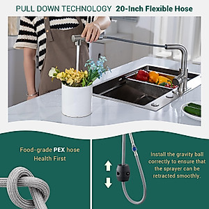 APPASO Bar Sink Faucet 8 INCH, Brushed Nickel Kitchen Faucet with Pull-Out Sprayer Stainless Steel, Modern Single Handle Bathroom Utility Faucet, Pull Down Small Faucet for RV Camper Outdoor Restroom