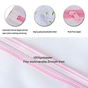 【5Pcs】Mesh Laundry Bags , Lingerie Bags for Laundry,Clothing Washing Bags ,Wash Bags for Washing Machine,Blouse, Hosiery, Underwear, Bra, Travel Organize Bag 3 sizes + 5 Laundry balls(Random Color)
