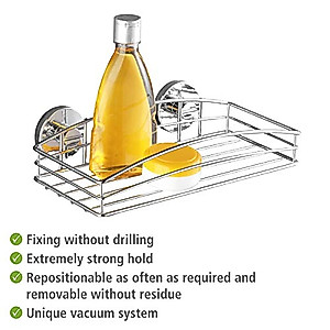 WENKO 20883100 Vacuum-Loc wall shelf - fixing without drilling, Steel, 10.2 x 2.6 x 5.5 inch, Chrome