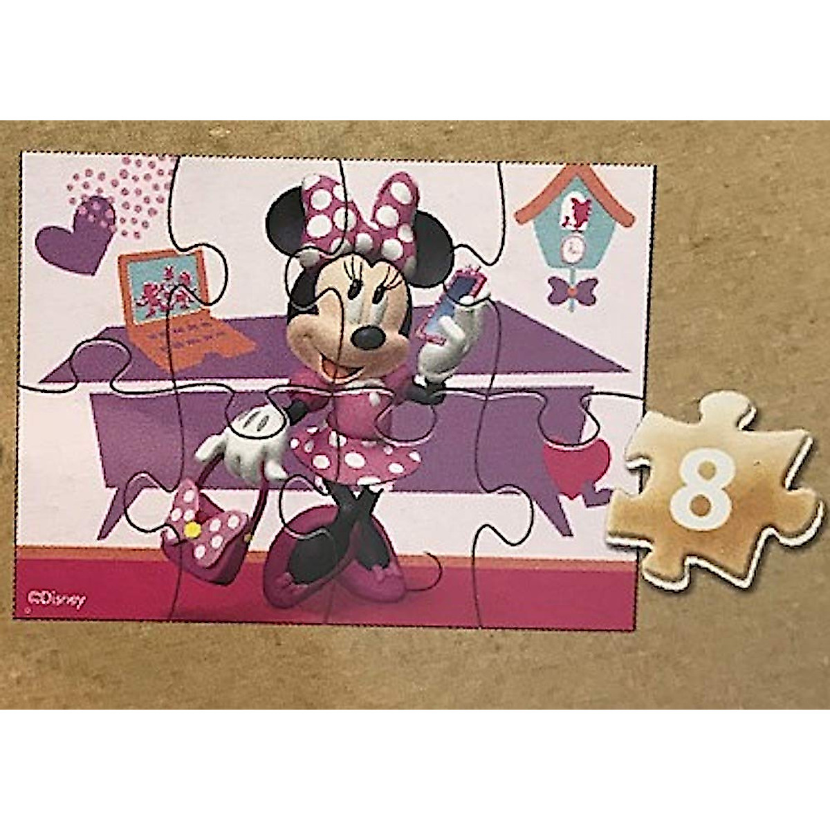 Disney Minnie Mouse 5 Wood Jigsaw Puzzles in Wood Storage Box