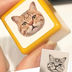 Custom Pet Stamp Self Inking, Cat Dog Portrait Pre Inked Stamp,Customized Pet Portrait Stamp, Personalized Animal Stamps,Gifts for Pet Lover (White)