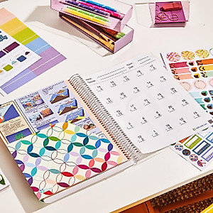 Undated Homeschool Planner 8.5&quot; x 11&quot; Platinum Spiral 12-Month. Colorful Cosmos Classic Cover by Erin Condren