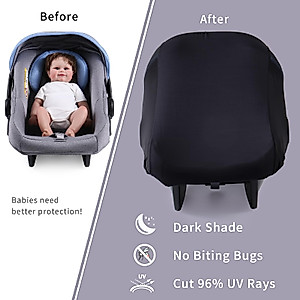 Baby Car Seat Cover Infant Car Seat Sun Cover Baby Car Seat Canopy Cover-Shield Strong Sunlight and Cut 96% UV Rays