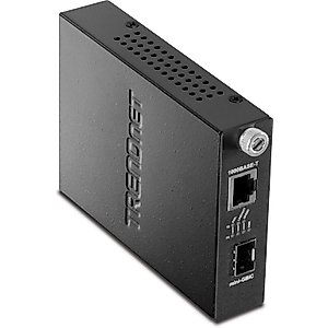 TRENDnet 100/1000Base-T to SFP Fibre Media Converter, Fibre to Ethernet Converter, RJ-45,Multi(SX) or Single-Mode(LX) 100Base-FX/1000Base-SX/LX Mini-GBIC Slot, TFC-1000MGA