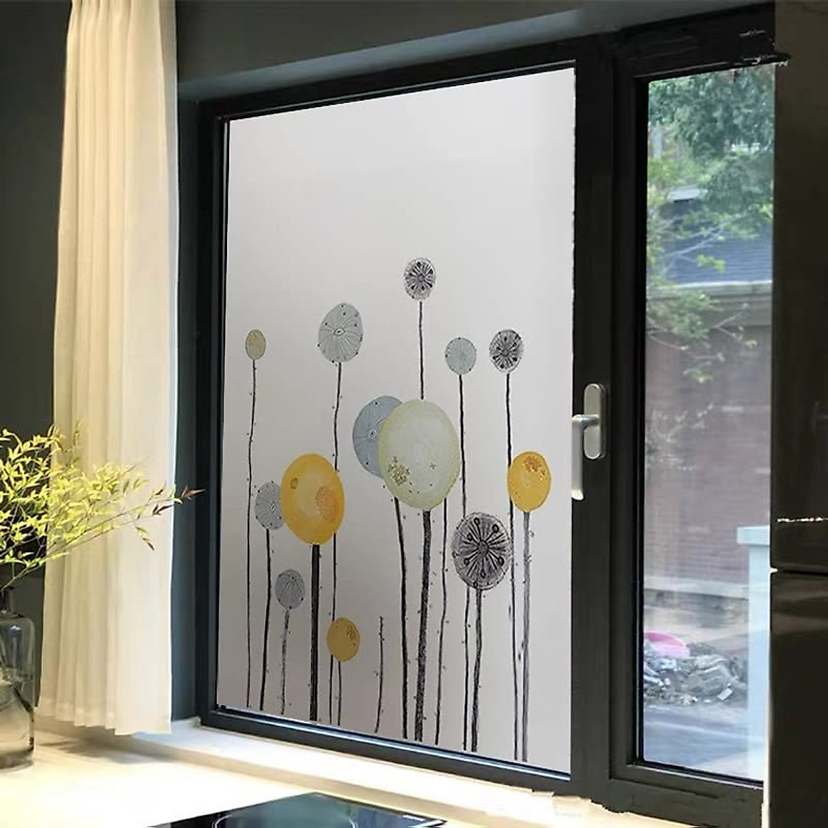 YUTR Static Cling Window Film Frosted Light-Transparent Opaque Privacy Glass Sticker Home Decor