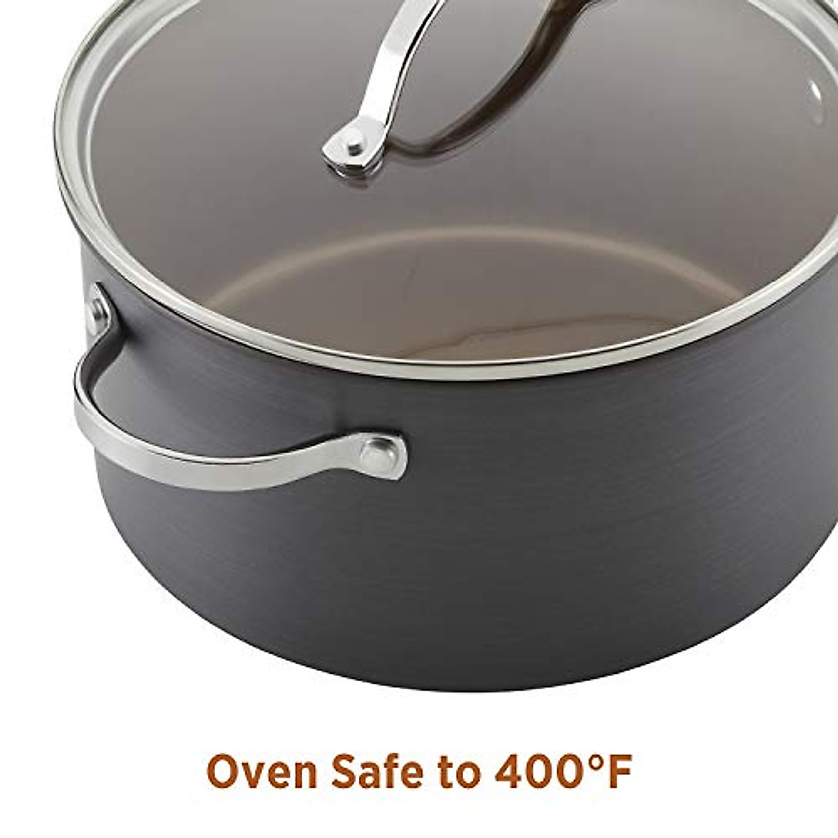 Farberware Glide Pro Hard Anodized Ceramic Nonstick Cookware Pots and Pans Set, 11 Piece, Gray