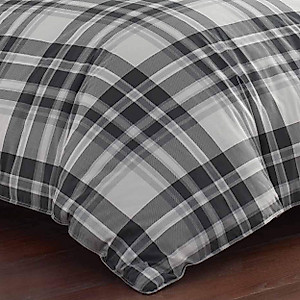 Eddie Bauer - King Comforter Set, Cotton Reversible Bedding with Matching Shams, Plaid Home Decor for All Seasons (Coal Creek Grey, King)