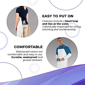 AMZ White Disposable Aprons for Adults 28 x 36 Inches. Pack of 10 Large 60 GSM Microporous Heavy Duty Disposable Aprons Adults for Painting. Disposable Apron for Painting