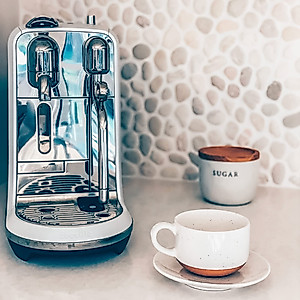 Mora Ceramics 8oz Cappuccino Mug Set of 4 - Ceramic Coffee Cups with Saucers - Microwave and Dishwasher Safe, Perfect For Tea, Espresso, Latte - Porcelain Mugs for Kitchen or Cafe - Vanilla White