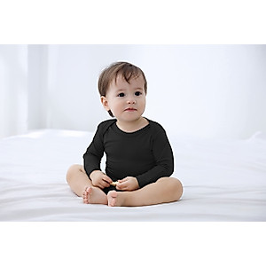 GUISBY Baby Bodysuit with Mitten Cuffs, Long Sleeve Bodysuit Babies Black Newborn