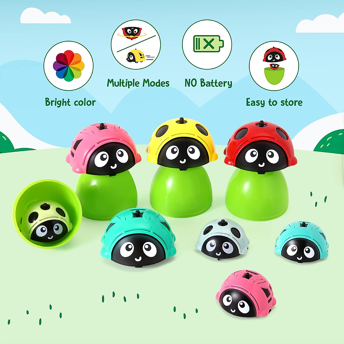 Hamdol Pull Back Cars Friction Powered Cars, Multi-Function 360° Rotating Spinning Top, Push and Go Back and Forth Car Toys Vehicles Play Set, Christmas & Birthday New Year Gifts for Kids(8 Sets)