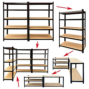 5 Shelf Garage Shelving, Heavy Duty Garage Storage Shelves with Adjustable Durable MDF Boards, Utility Rack Shelves Organization Multipurpose Shelf Max 1411lbs Load Capacity, 35"W x 16.5"D x 70"H