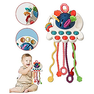 Montessori Toys for 1 Year Old, Baby Sensory Toys 6-12-18 Months, Octopus Silicone Pull String Learning Toys, Bath Travel Teething Toys for Toddlers 1-3, Christmas Birthday Gifts for Boys and Girls