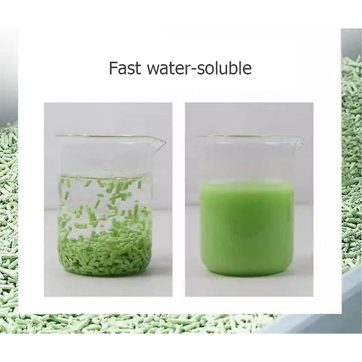 Edible Cat Litter Water Soluble Cat Litter - Tofu Cat Litter，Low Dust Litter, 100% Edible Soybean and Corn Materials，2mm Diameter ，Fast Agglomeration - 5 Lb (Green Tea)