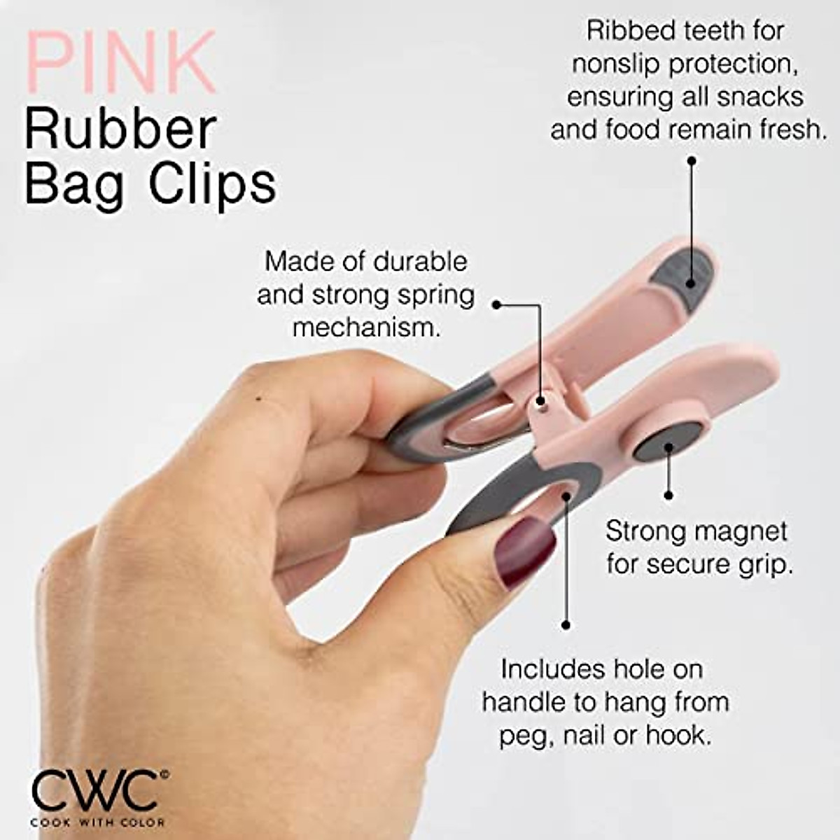 COOK WITH COLOR Cute Bag Clips - Funny Snack Clips, Magnetic Chip Clips for Bags - Kitchen and Food Bag Clips for Airtight Seal for Food Storage, Multi, Pack of 10