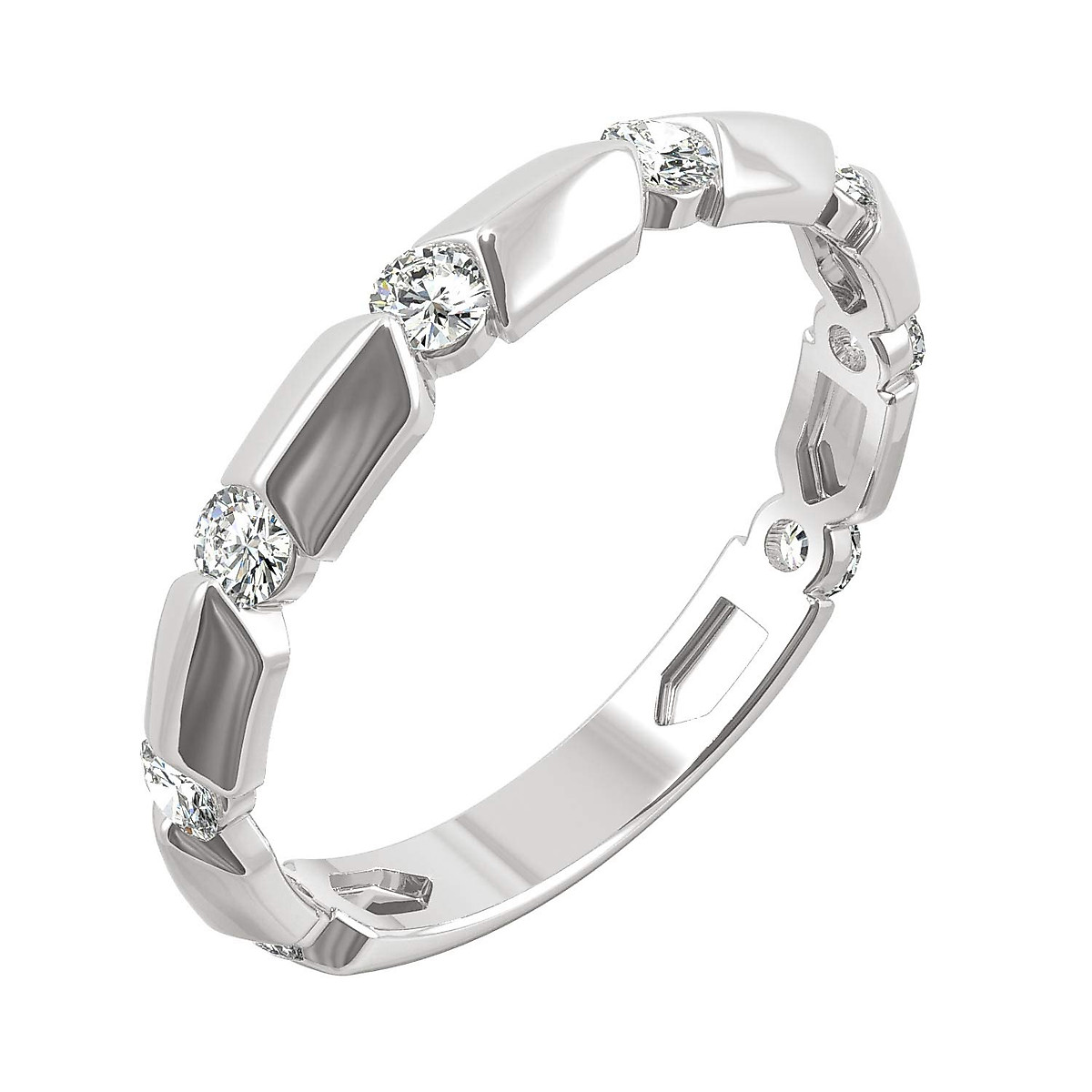 14K White Gold Moissanite by Charles & Colvard 2.5mm Round Fashion Ring-size 6 0.48cttw DEW