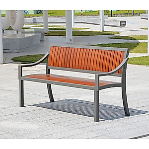 ARINAL Outside Bench Park Chair Outdoor Stainless Steel Bench Outdoor Garden Wrought Iron Leisure Chair Outdoor Wooden Balcony Seat Outdoor Patio Decor