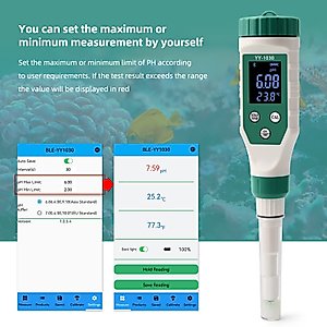 Focket 2 in 1 Smart Bluetooth PH Meter, APP Control Temp Meter, 0.01 Resolution High Accuracy PH Tester LCD Display Digital PH Meter for Drinking Water Hydroponics Aquarium