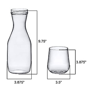 Amazing Abby - Aurora - Acrylic Bedside Carafe Set, Plastic Water Carafe with Dual-Use Tumbler/Lid, Easy-Access for the Night, Shatter-Proof, BPA-Free, Great for Bedroom, Bathroom, Kitchen, and More