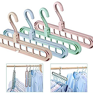 Magic Space Saving Clothes Hangers with Pack of 8 Standard Hangers with 9 Holes Space Saving Hangers, Multifunctional Closet Organizers and Storage, Foldable Closet Storage Coat Hangers for Clothes