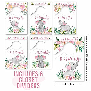 6 Baby Closet Size Dividers Baby Girl - Elephant Baby Closet Dividers By Month, Baby Closet Organizer For Nursery Organization, Baby Essentials For Newborn Essentials Baby Girl, Nursery Closet Divider