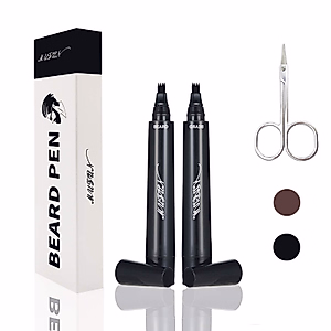2PCS Beard Pencil Filler for Men - Sweat Proof, Water Resistance, Long Lasting & Natural Finish barber Pencil, Mustache Repair Shape(BLACK)