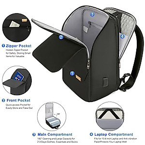 G-FAVOR Laptop Backpack for Men 15.6 inch Business Smart Backpack with USB Charging Port, Water-resistant Expandable Travel Backpack for Work Office Commuter