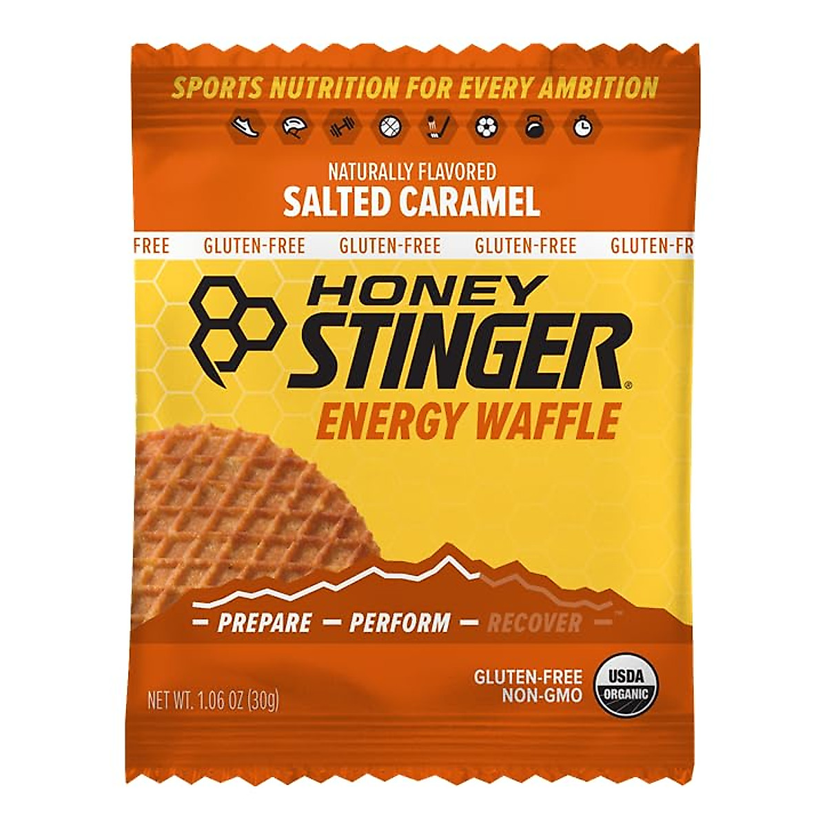 Honey Stinger Organic Gluten Free Salted Caramel Waffle | Energy Stroopwafel for Exercise, Endurance and Performance | Sports Nutrition for Home & Gym, Pre & During Workout | 16 Count