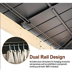 10' x 12' Hardtop Gazebo Solid Cedar Wood Gazebo with Galvanized Steel Double Roof, Outdoor Permanent Gazebo with Curtains and Netting for Patio Backyard Deck Lawn