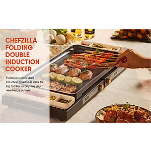 Chefzilla Induction Cooktop 2 Burner Foldable 1800W | Portable Induction Countertop Dual Burner Fast Warm-Up | Induction Hot Plate for Cooking Kitchen RV Camping | Induction Cooker Heater (Black)