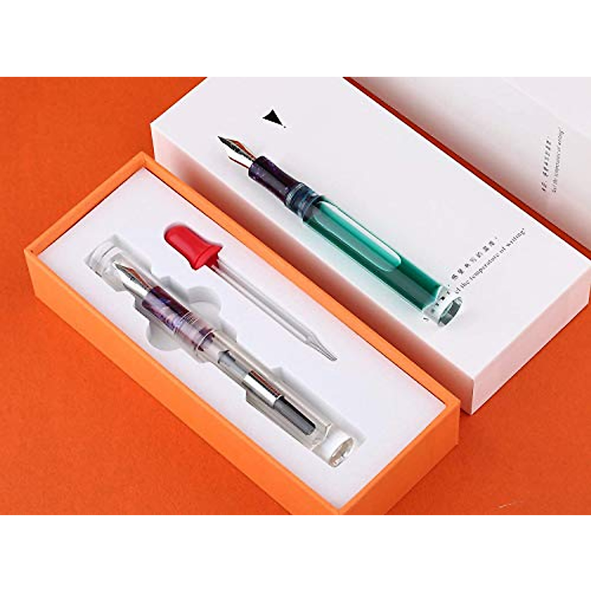 Lanxivi Majohn C1 Fountain Pen Fine Nib Clear Transparent Acrylic Resin, Mini Pocket Pen, Eyedropper,Cartridges and Converter Filling