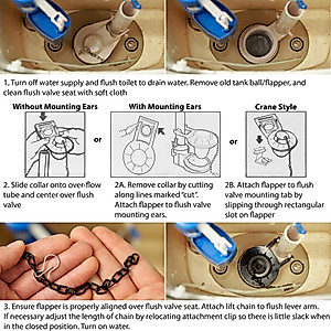 Qualihome Toilet Flapper Replacement Part - Universal Fit - 2 Inch Hinge Flapper Valve Repair Kit with Chain - Easy Installation, Instructions Included