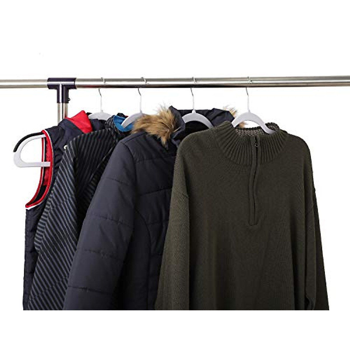 Finnhomy Heavy Duty 50 Pack Plastic Hangers, Durable Clothes Hangers with New Generation Non-Slip Pads,Space Saving Easy Slide Organizer for Bedroom Closet, Great for Shirts, Pants, White