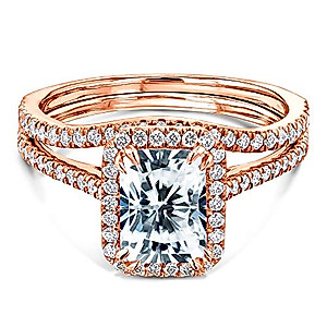 Kobelli 1.8ct Radiant Moissanite & Lab Diamond Halo Bridal Set - white-gold / 7.0 G-H