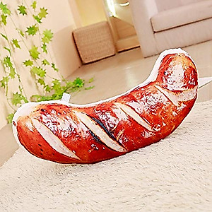 Zerodis Simulation Food Pillow, 3D Toy Cushion Pillow Plush Toy Soft Sofa Living Room Bedroom Car Decoration(Simulation Sausages)