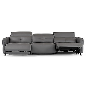 ZURI Modern Macau Reclining Leather Sofa in Slate