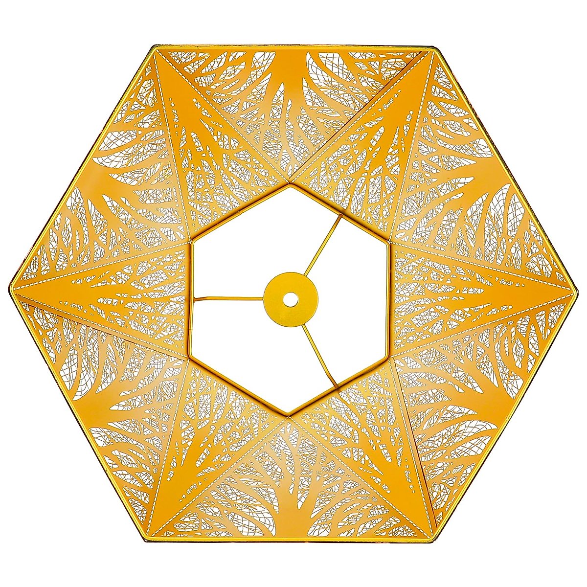 Medium Modern Style Lamp Shades with Multiple Sides, ALUCSET Metal Lampshade with Pattern of Trees for Table Lamp and Floor Light, 7 x 13.8 x 9.5 Inch, Spider (Black/Gold)
