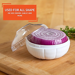 IMUSA USA IMU-71206 Onion & Garlic Saver/Container with Clear Cover, 4", White