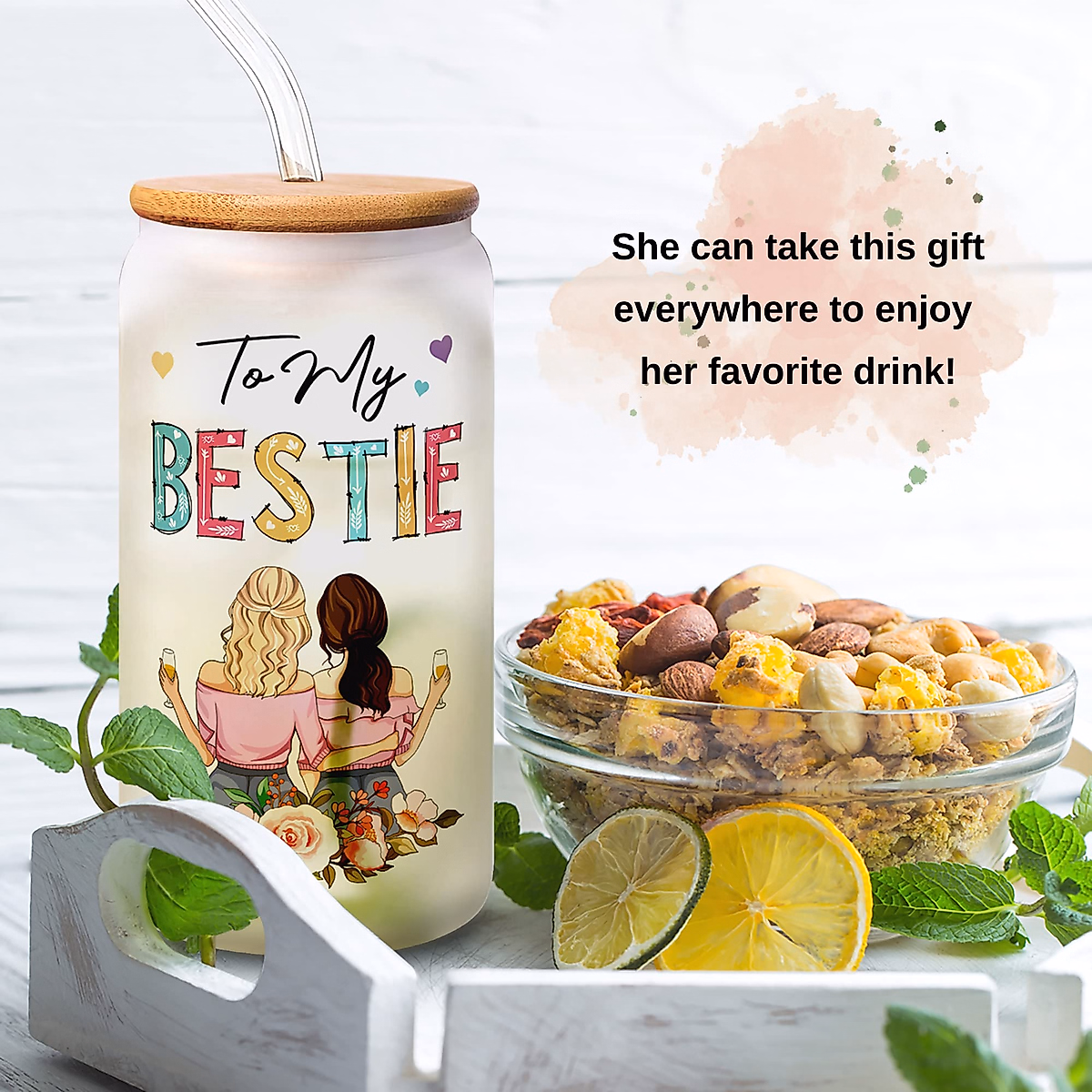 Gifts for Best Friends Women Birthday - Friend Gifts for Women, Gifts for Friends Female, Gifts for Best Friends - Gifts for Women Friendship - Gag BFF Bestie Gifts for Women - Funny Can Glass