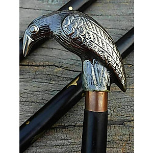 RS Enterprises Medieval Vintage Brass Walking Stick Handle Nautical Victorian Brass Wooden Cane Handmade