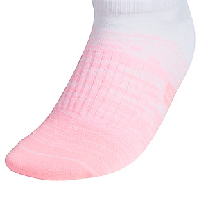 adidas Kids-Girl's Superlite Badge of Sport 3.0 No Show Socks (6-Pair), White/Beam Pink/Almost Yellow, Large