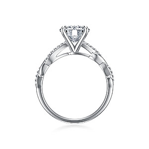 FENCCI 10K 14K 18K Gold Personalized Moissanite Twisted Engagement Wedding Ring for Women Simulated Diamond Promise Bridal Ring (White Gold)