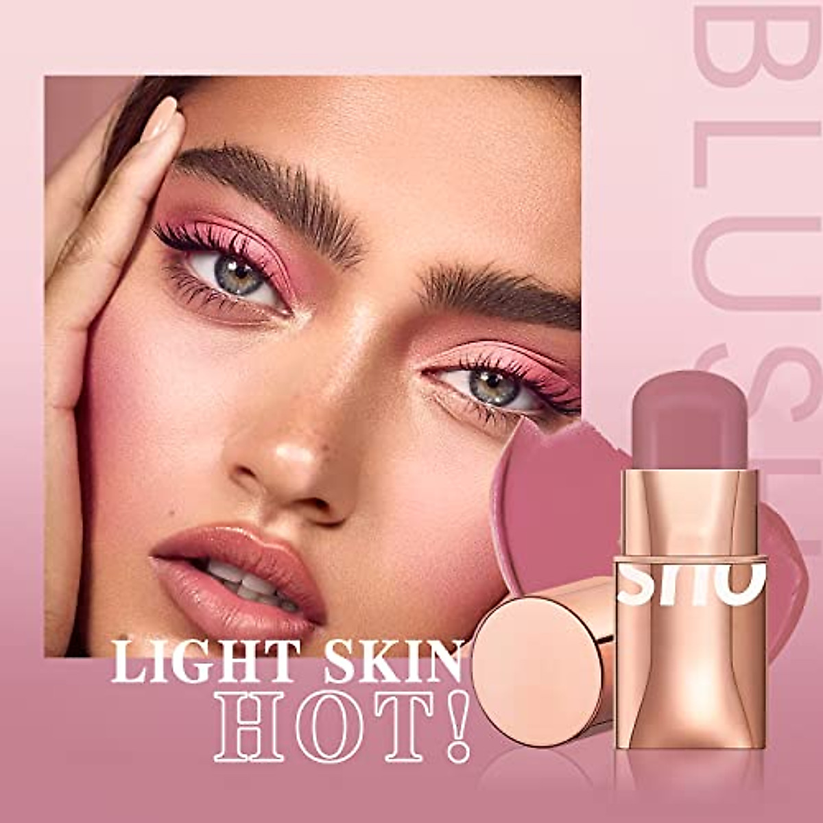 NewBang Cream Blush Stick for Cheeks Makeup,Waterproof Blush Face Stick Multi-Use Lip and Cheek Tint,Matte Finish Lightweight Easy to Blend Natural Cream Blusher Makeup for All Skin Tones- Pink