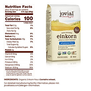 Jovial 100% Organic Einkorn All-Purpose Flour, 2 lb. Bag, 3 Count