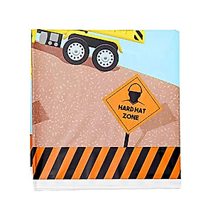 Juvale Plastic Table Cloth Cover for Kids Construction Birthday Party Supplies and Decoration (54 x 108 in, 3 Pack)