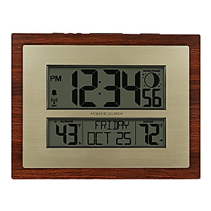 La Crosse Technology 513-23137-INT Atomic Digital Clock with Moon Phase & Calendar